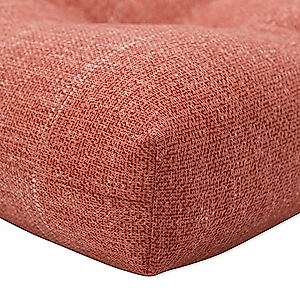 Pillow Perfect Tory Solid Indoor/Outdoor Reversible Patio Chairpad with Ties Weather and Fade Resistant, 15.5" x 16", Orange, 2 Count