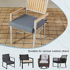 WEOAVRY Outdoor Chair Cushions Set of 2, Waterproof Patio Chair Cushions, Patio Furniture Cushions with Ties, Outdoor Wicker Replacement Seat Cushions, 22 x 22 x 3 inch, Dark Grey