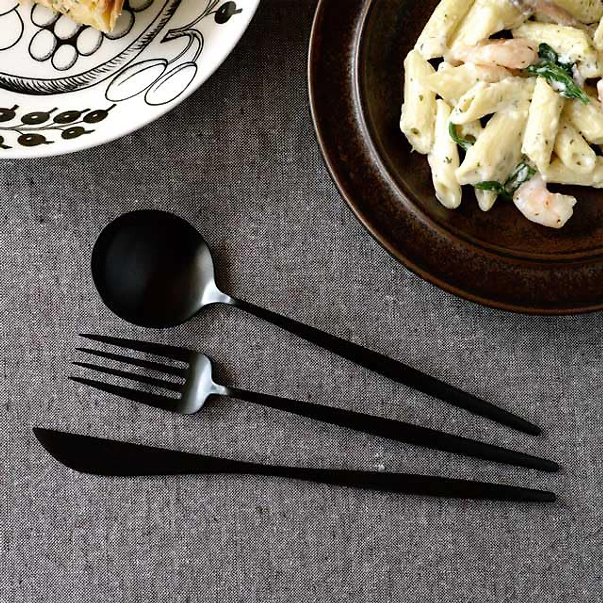 Flatware Set, Matte Black Silverware Set, AOOSY Heavy Solid 20-Piece 18/10 Stainless Steel Flatware Cutlery Set for 4, Mirror Finish, Dishwasher Safe, Nice Box Package(A Matte Black Flatware)
