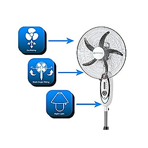 Technical Pro 18” Rechargeable Freestanding Fan with LED Night light and Powerbank