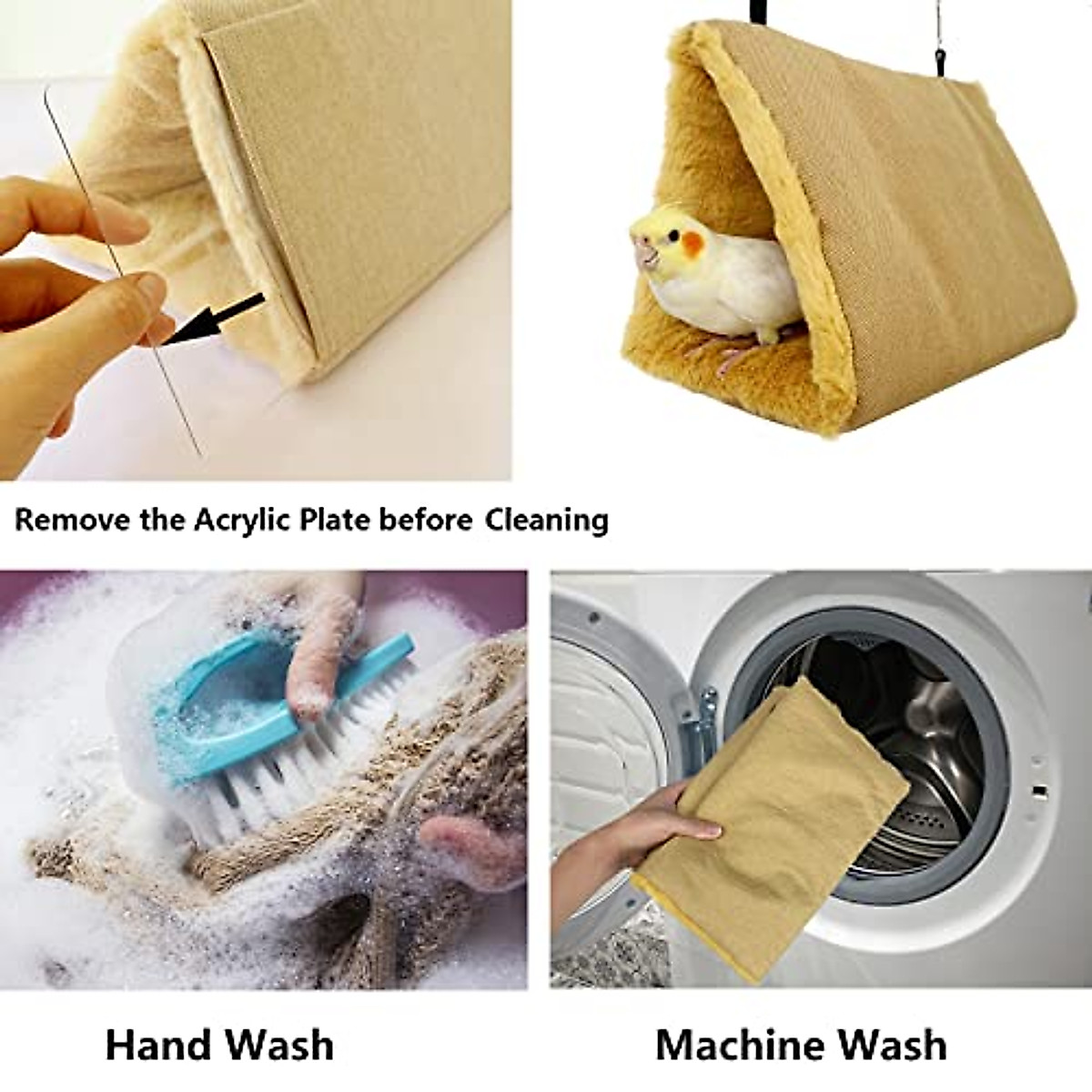 Vehomy Winter Warm Bird Nest Bird Parrot Hammock Swing Fluffy Bird Sleeping Bed Parrot Hideaway Bird Shed Hut House for Cockatiels Parakeet Budgies African Grey Hamster Ferret M