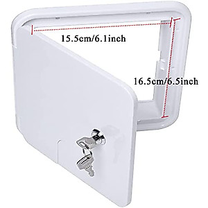 RV Trailer Electric Power Cord Cable Hatch with 2 Keys, Camper Hose Storage Access Door Compartment W 8 inch, H 8-1/2 inch (White)