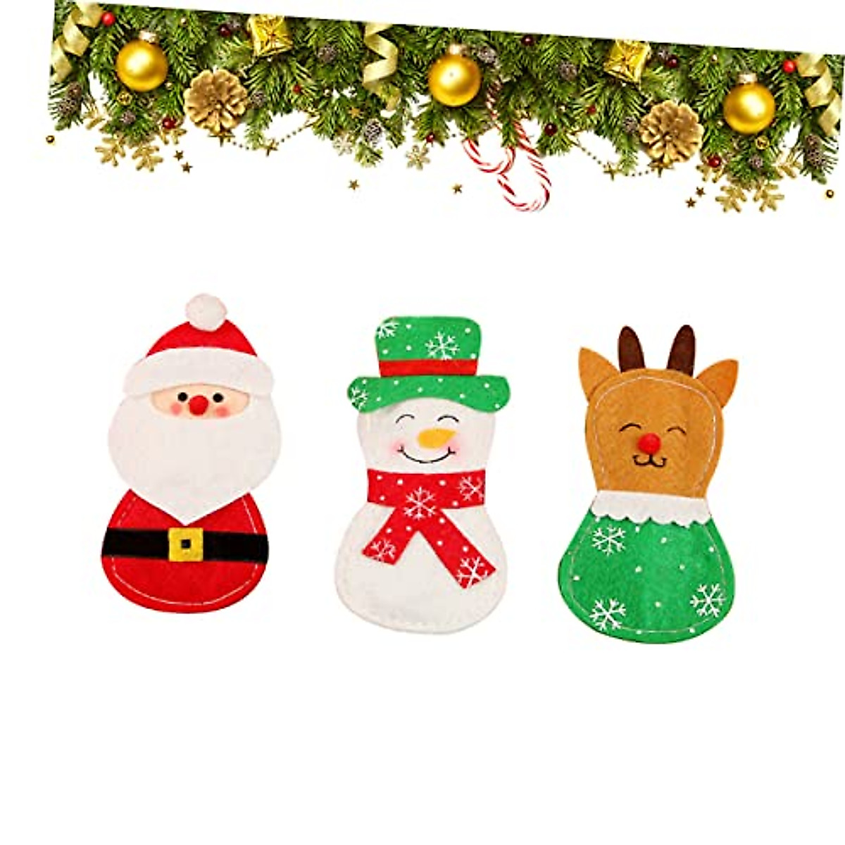 NOLITOY 3 pcs Color Silverware Holders for Holder Dining Fork Table Pocket Holiday Dinner Storage Cover Claus Christmas Elements Decor Festival Supplies Kitchen Spoon Utensil Pockets
