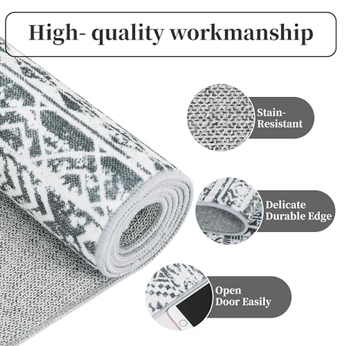 JOLENE.K Modern Area Rug 2x6 Boho Rug Hallway Rug Washable Rugs Runner Gepmetric Carpet Non-Slip Kitchen Runner Rug Distressed Rubber Backing Runners Carpet for Entryway Bedroom Laundry Room
