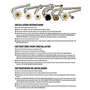 Fluidmaster 12IM72 Braided Stainless Steel Ice Maker Connector Water Line with Dual 1/4-In. x 1/4-In. Female Compression Threads, 6 Ft. (72-In.) Length