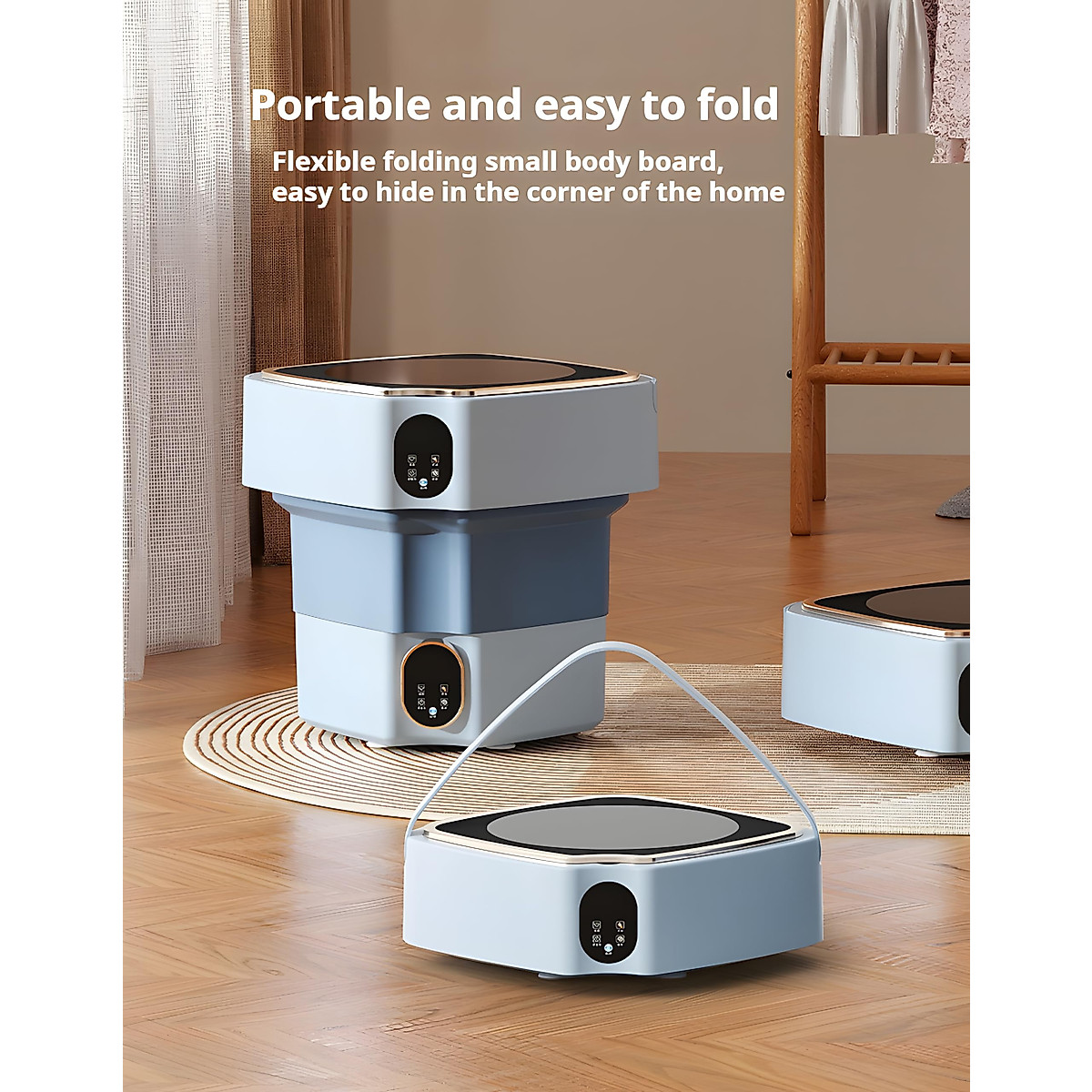 Portable washing machine, 12L folding mini washing machine, deep cleaning underwear, baby clothes and other small clothes, suitable for apartments, dormitories, camping, travel (Purple)