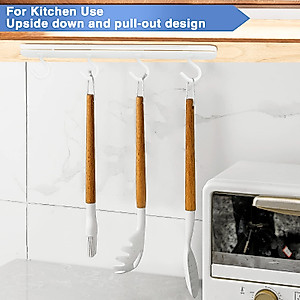 BUILOG Self Adhesive Sticky Hooks Under Cabinet Mug Hanger Hooks for Hanging Heavy Duty, Retractable Closet Hanging Hooks Coat Rack Hooks for 2 Packs