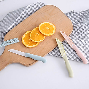 ANTAOCI Household and Outdoor Chef's Knives, 3 Piece 3-inch Ceramic Knife Sets with Protective Sleeves, Vegetarian Knives and Paring Knives