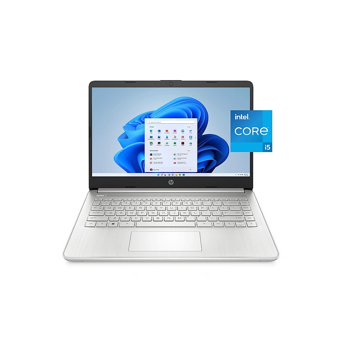 HP Laptop 14 Business Computer 14" HD Micro-edge BrightView 11th Generation Intel Quad-core i5-1135G7 (Beats i7-1065G7) 8GB RAM 256GB SSD Iris Xe Graphic USB-C Win11 Silver + HDMI Cable