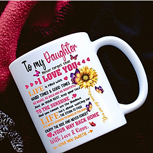 PerfectoStore Sunflower To My Daughter Never Forget That I Love You Mug – To My Dear Daughter In Law I Gave You My Amazing Son- Christmas presents gifts, Coffee Mug Birthday gifts 11oZ Coffee Cup