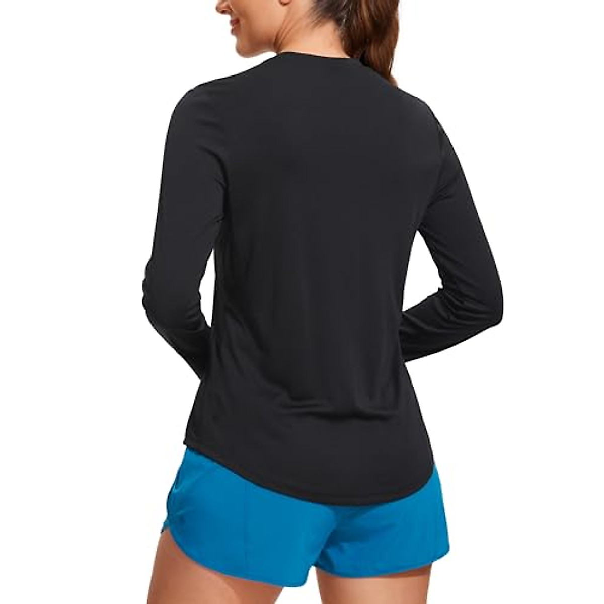 CRZ YOGA Womens UPF 50+ Sun Shirts Long Sleeve UV Protection Workout Tops Lightweight Quick Dry Outdoor Hiking Running Shirts Black Medium