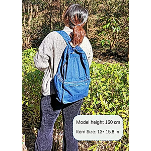 YunZh Denim Backpack Casual Style Lightweight Jeans Backpacks Classic Retro Travel Daypack