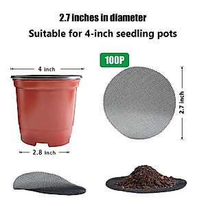 RooTrimmer 100 Pack 68MM, 2.7 inch Round Mesh Nets for Block Soil Leaking of 4 inch Nursery Pots(or Other Pots Bottom Around 2.7")