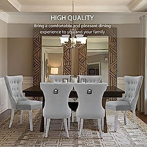 adochr Modern Velvet Dining Chairs Set of 4, Upholstered Dining Chair with Stainless Steel Metal Legs, Chairs Button Tufted Back, Grey
