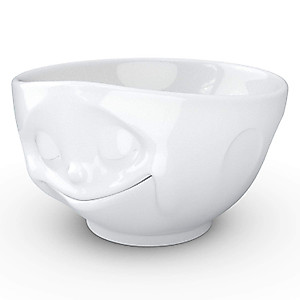 FIFTYEIGHT PRODUCTS TASSEN XL Porcelain Bowl, Happy Face Edition, 33 oz. White (Single Bowl), Extra Large Bowl