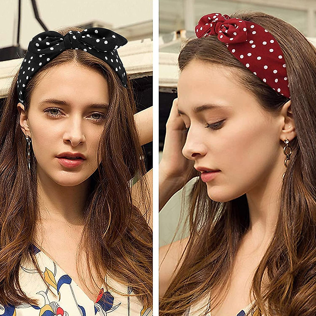 Jaciya 6 Pieces Knotted Bow Headbands for Women Fashion Wide Headband with Bow Bunny Ears Headband Vintage Hair Bands Girls Hair Accessories diademas cintillos para mujer