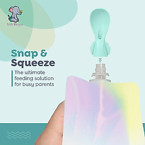LittleWhispers Baby Food Pouch Silicone Spoons with Travel Cases - 3 Squeeze Pouch Attachment Toppers