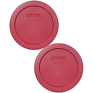 Pyrex 7200-PC Berry Red Plastic Food Storage Replacement Lids - 2 Pack Made in the USA