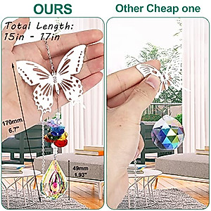 Crystal Suncatchers with Prisms Hanging Window Sun Catcher Decor Indoor Rainbow Maker Ornament Owl Hummingbird Butterfly Prism Suncatchers Gift, Pack of 5 (Silver)