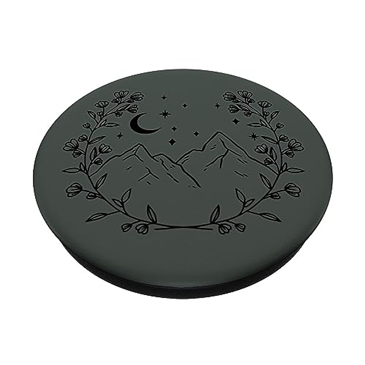 Midnight Green - Boho Chic Floral Moon Mountain PopSockets Standard PopGrip