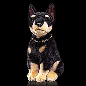 ZHONGXIN MADE Simulation Doberman Stuffed Animal Puppy Dog - 12 inch Plush Toy, Best Plush Toys for Girls & Boys as Gift