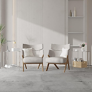 KMANDLU 2Pack Premium Clear Acrylic Side Table Set - 2-Tier End Table, Nightstand, Coffee Table - Ideal for Small Spaces - Modern Acrylic Furniture