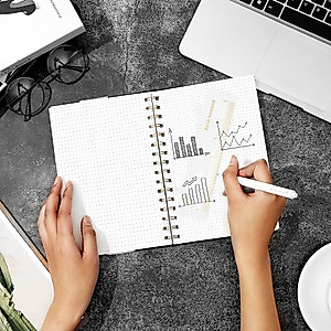 Dot Grid Spiral Notebook A5 Spiral Bullet Dotted Journal 160 Pages Thick Dot Paper Notebooks Plastic Hardcover Spiral Notebook 5x7 Wire Bound Notebooks for Note Taking School Office Supplies,Black