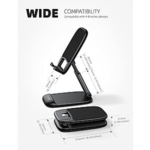 Lamicall Foldable Phone Stand for Desk - Height Adjustable Cell Phone Holder Portable Cellphone Cradle Desktop Dock Compatible with iPhone 13 Pro Max Mini, 12 11 XR X 8 7 6 Plus SE, 4-8'' Smartphone
