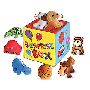Bundaloo Surprise Box with 8 Plush Toys - Soft Sensory Playset of Stuffed Animals with Sounds for Babies & Toddlers