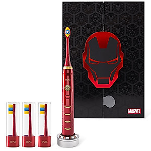 evo IRM-1 Rechargeable Sonic Toothbrush, Marvel Iron Man Electric Toothbrush for Adults, Electric Toothbrush with 4 Toothbrush Heads & Charger Included