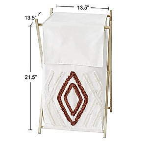 Sweet Jojo Designs Boho Diamond Baby Kid Clothes Laundry Hamper - Ivory Burnt Orange Rust Off White Diamond Tufted Modern Bohemian Farmhouse Southwest Shabby Chic Designer Tribal Gender Neutral