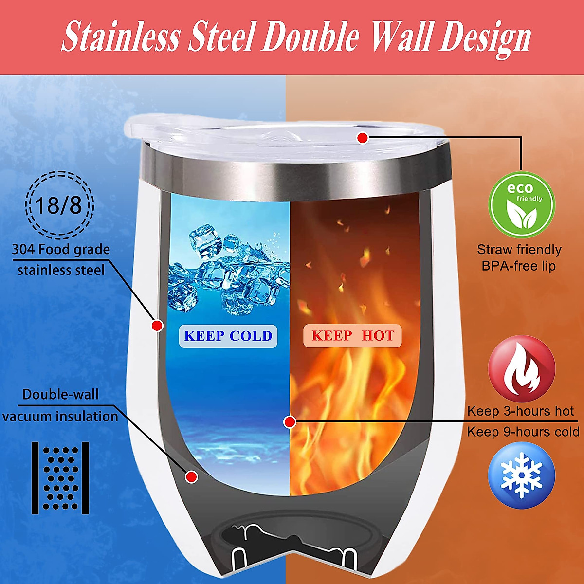 MAMAGIFTREE 12oz Insulated Wine Tumbler with Lid - Best Grandma Ever Stainless Steel Wine Glass - Perfect Grandma Gifts - Thoughtful Grandma Birthday Gifts for Wine Lovers