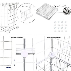 C&AHOME Wire Cube Storage, 8-Cube Organizer Metal C Grids Storage, Storage Bins Shelving, Modular Shelves, DIY Closet Cabinet Ideal for Living Room, Home, Office 24.8" L x 12.4" W x 48.4" H White