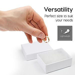 BULK PARADISE 6-Pack Cotton Fill Cardboard Paper Jewelry Box Gift Case Size 3.08x2.3x1.1 Inches (White)