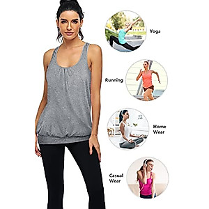 BLEVONH Tops to Hide Belly for Women Yoga Shirts for Women Loose Fit Laides Basic Running Tanks Banded Bottom Tops Athleisure Wear Pattern Blue XX-Large