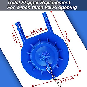 AMAYJUELONG Toilet Flapper Replacement, 2-inch Universal Toilet Stopper Flapper Compatible with American Standard Toilet Tank, Long-Lasting Rubber Seal Flapper with Stainless Steel Chain/Blue