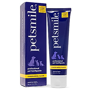 Petsmile Professional Pet Toothpaste | Cat & Dog Dental Care | Controls Plaque, Tartar, & Bad Breathe | Only VOHC Accepted Toothpaste | Teeth Cleaning Pet Supplies (London Broil, 4.2 Oz)