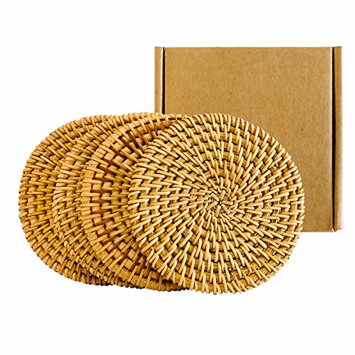 Handmade Braided Drink Coasters 4 Pcs Unique Present for Friends,Birthday,Living Room Decor,Holiday Party (3.94" Round)