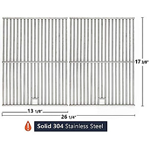 Hongso 17 3/8" Solid 304 Cooking Grill Grid Grate for Home Depot Nexgrill 720-0830H, Charbroil 466446015, 463241113, 463446017, 466446015, 466446115, Master Forge 1010037 Gas Grills, 2 Pack, SC1712