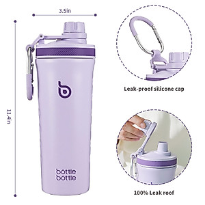 BOTTLE BOTTLE 26oz Insulated Shaker Bottle Insulated Stainless Steel Water Bottle with Wire Whisk, Reusable Stainless Steel Water Bottle, Gym Water Bottle（purple）