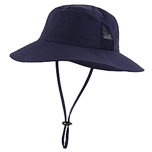 Connectyle Womens Foldable Floppy Wide Brim Beach Sun Hat UV Protection Fishing Hiking Hat Navy Blue