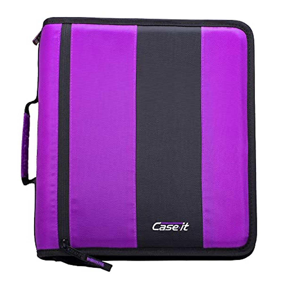 Case-It The Classic Zipper Binder - 2 Inch O-Rings - Multiple Pockets - 800 Sheet Capacity - Comes with Shoulder Strap - Deep Purple D-251