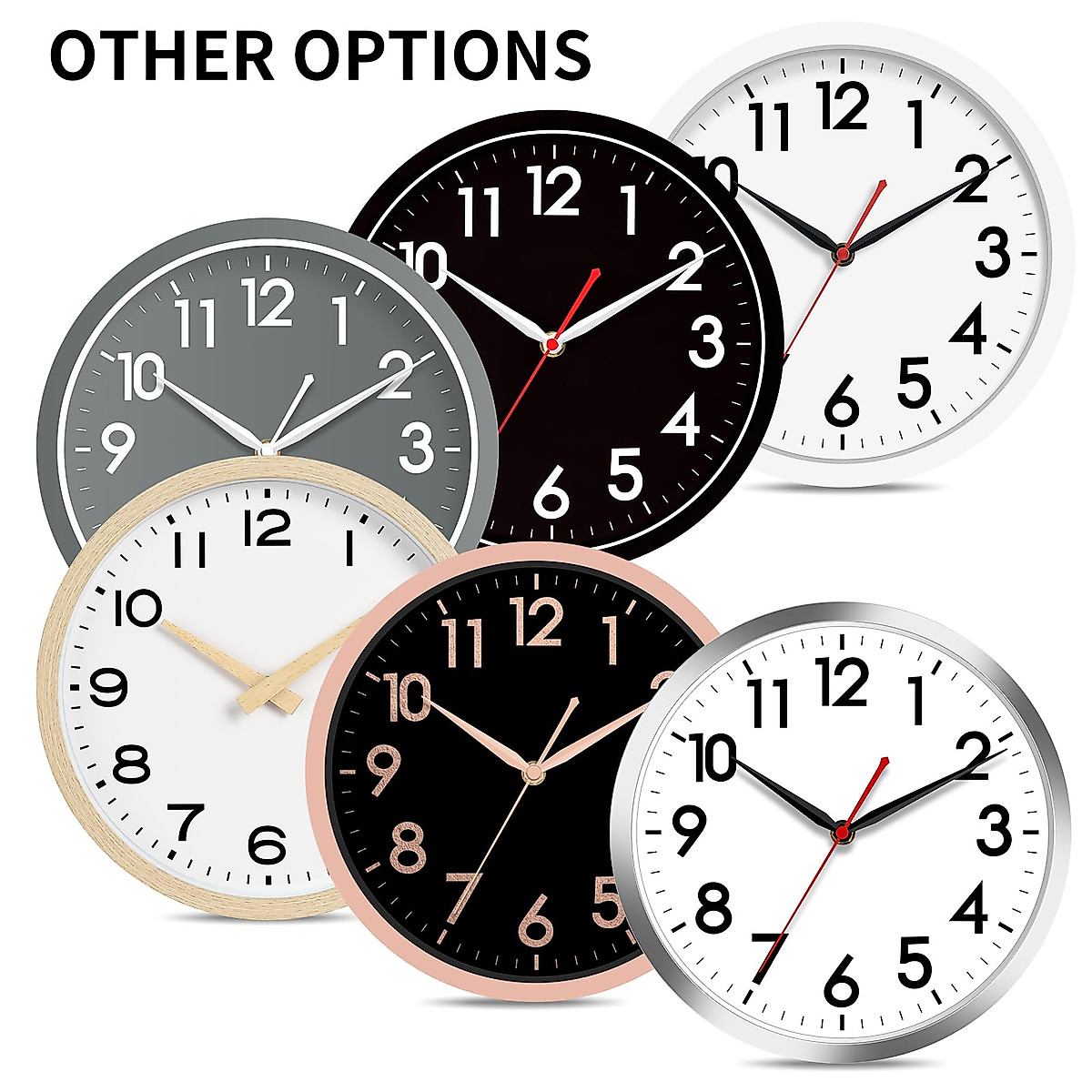 AKCISOT Wall Clock 10 Inch Silent Non-Ticking Modern Wall Clocks Battery Operated - Analog Small Classic Clock for Office, Home, Bathroom, Kitchen, Bedroom, School, Living Room(Black)