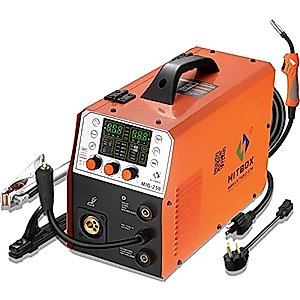 HITBOX MIG Welder Machine,200Amp 5 in 1 Gas MIG/Gasless Flux Core MIG/Stick/Lift TIG/Spot welding/Aluminum Multi Process Welding Machine with LED Digital Display