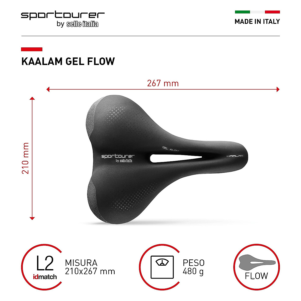 Selle Italia, Kaalam Gel Flow Saddle, Black, L2 One Size