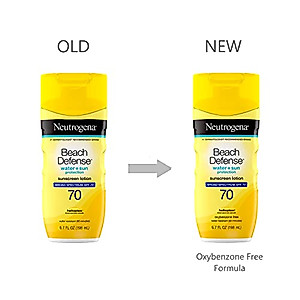 Neutrogena Beach Defense Water Resistant Sunscreen Lotion with Broad Spectrum SPF 70, Oil-Free and PABA-Free Fast-Absorbing Sunscreen Lotion, UVA/UVB Sun Protection, SPF 70, 6.7 oz