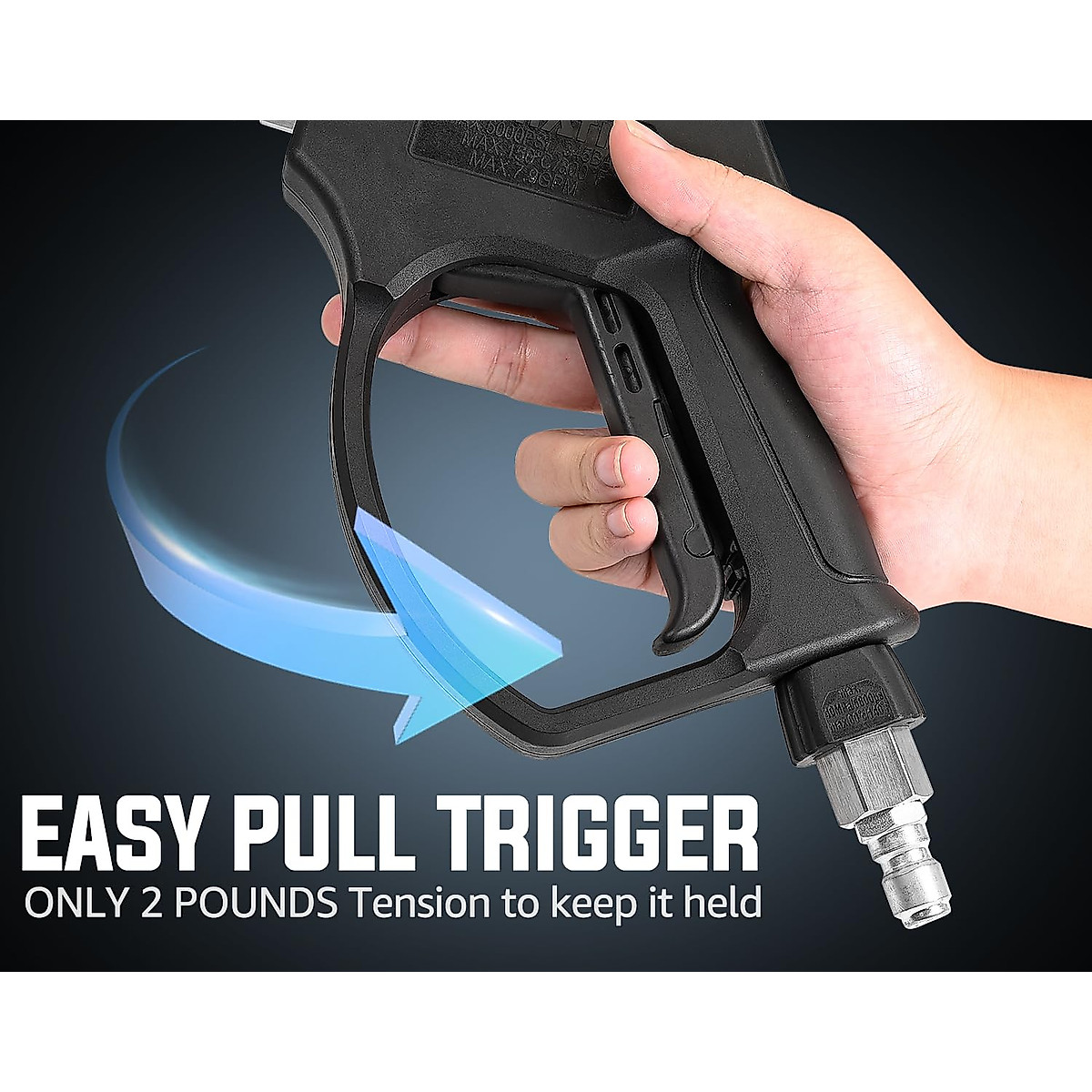 YAMATIC Short Pressure Washer Gun Stainless Steel with Swivel 3/8" Plug, 5000 PSI Power Washer Trigger Handle Replacement for MTM SGS35, SGS28, SG35, SG28 and More Stubby Foam Cannon Gun Car Wash