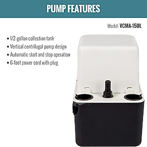 LITTLE GIANT 554401 VCMA-15UL 115 Volt & 89695 CV-10 Condensate Pump Check Valve for VCC, VCM, VCMA and VCL-14/24, 1/4-inch MNPT x 3/8-inch Barbed, Black