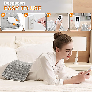 Electric Heating Pads,Heating Pads for Back,Shoulder,Hot Pad for Neck and Arms,Abdomen,Moist Heated Pad for Legs and Knee,Auto Shut Off(Light Gray, 24''×12'')