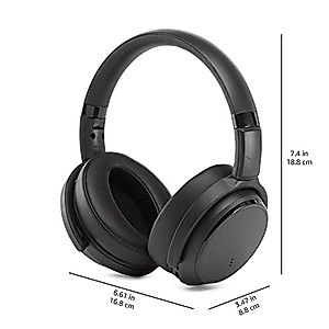 AmazonCommercial Over Ear Wireless Noise Cancelling Bluetooth Commuter Headphones, Black